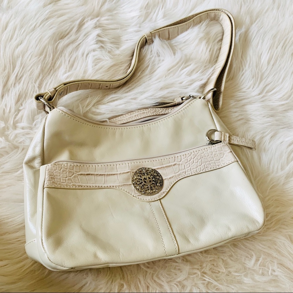Giani Bernini Handbag Glazed Leather Hobo White - Gem